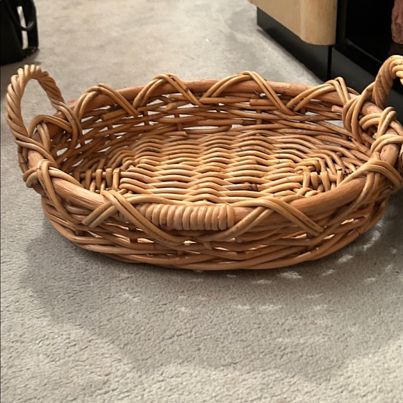Accents | Vintage Oval Rattan Wicker Breakfast Traybasket With Two ...